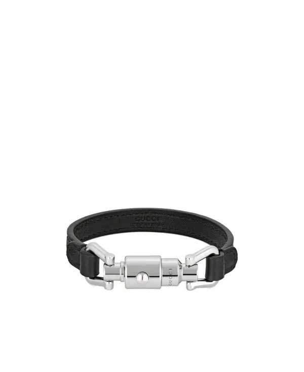 Gucci Leather Piston Closure Bracelet - Black