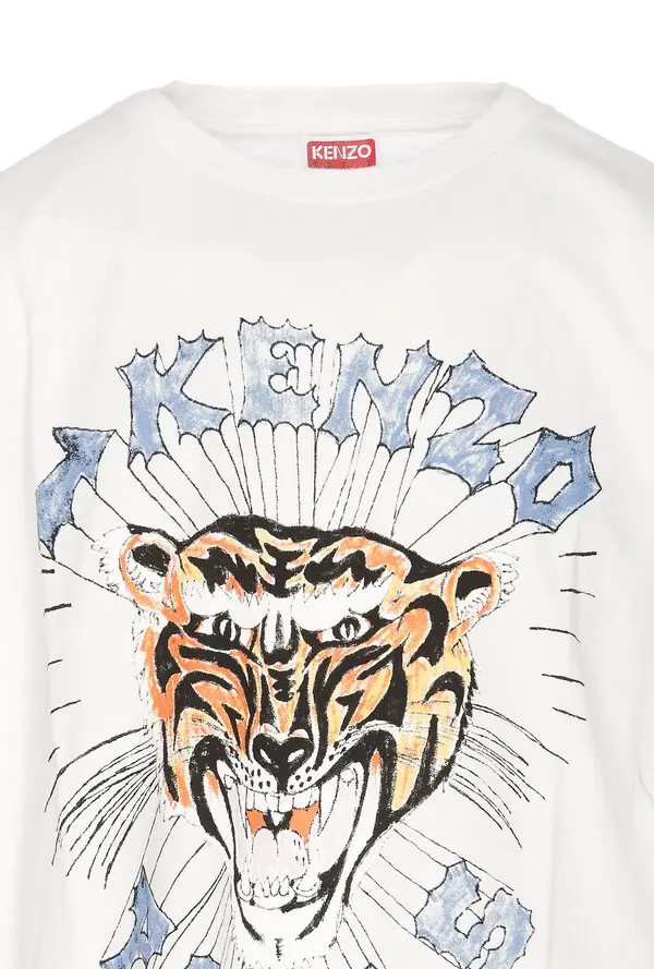 Kenzo Logo Tiger Printed Crewneck T-shirt