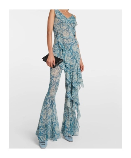 KNWLS Printed Low-rise Silk-blend Flare Pants