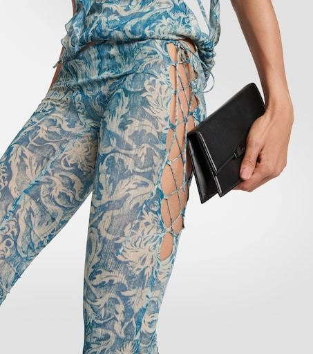 KNWLS Printed Low-rise Silk-blend Flare Pants