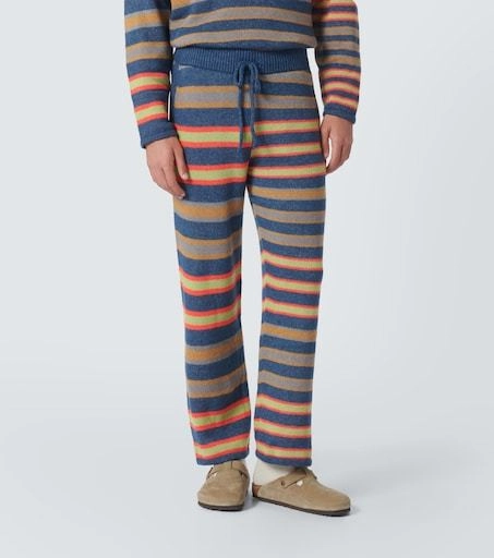 THE ELDER STATESMAN Leo Striped Cashmere Cotton Pants