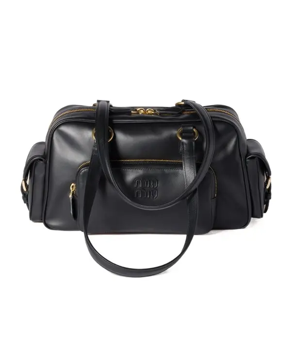 Miu Miu Pocket Nappa Leather Top-handle Bag - Black