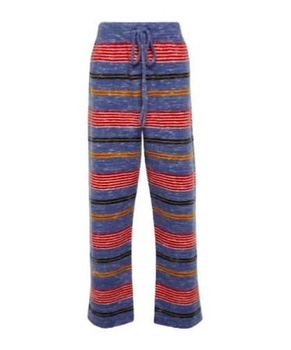 THE ELDER STATESMAN Jasper Striped Cashmere Blend Pants - Blue