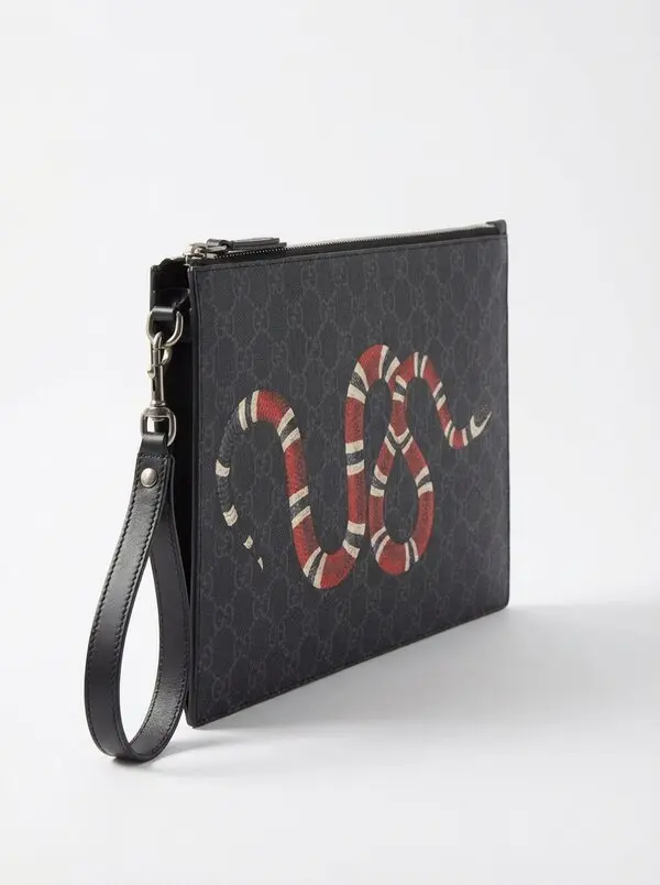 Gucci Gg Pouch With Kingsnake - Black