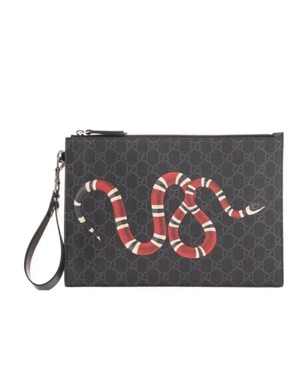Gucci Gg Pouch With Kingsnake - Black