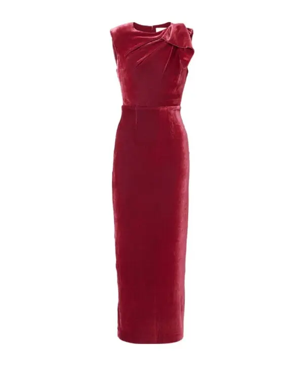 Roland Mouret Bow-detail Velvet Maxi Dress - Red