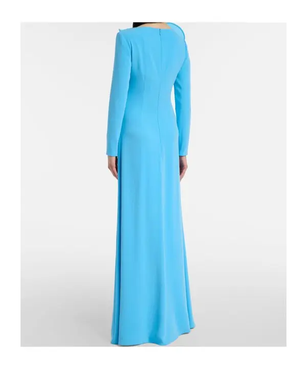 Roland Mouret Floral-appliqué Long-sleeve Gown - Blue