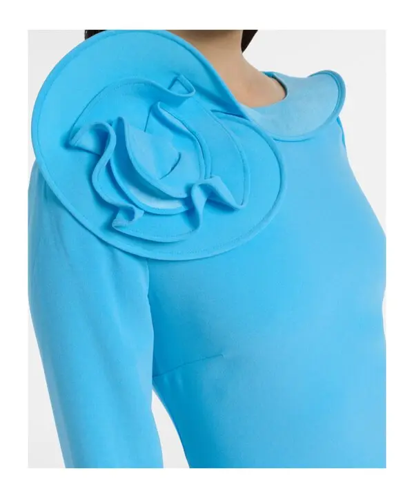 Roland Mouret Floral-appliqué Long-sleeve Gown - Blue