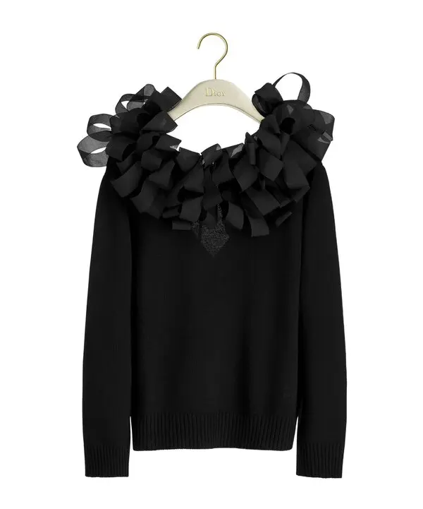 Dior Sweater With Ribbon Neckline - Black
