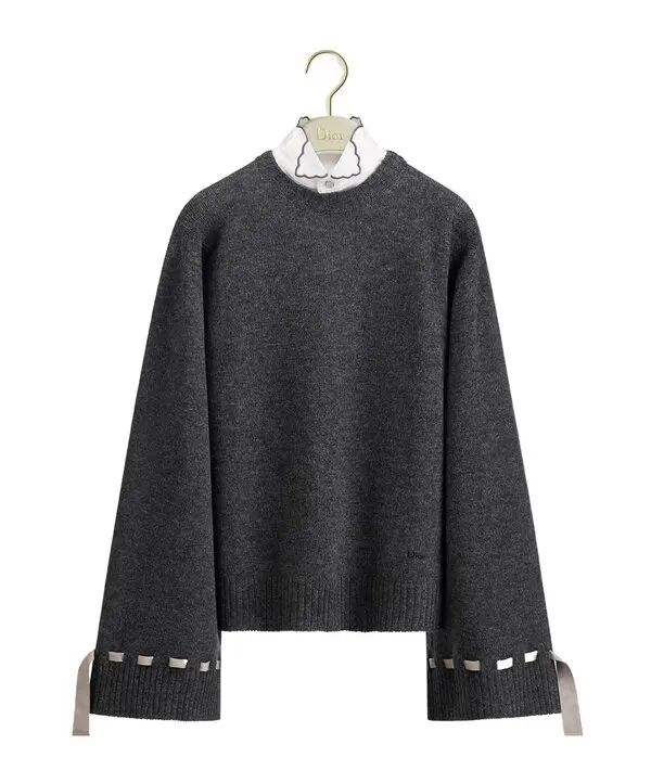 Dior Sweater With Removable Satin Collar - Black