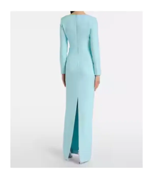 Roland Mouret Floral Appliqué Crepe Long Dress