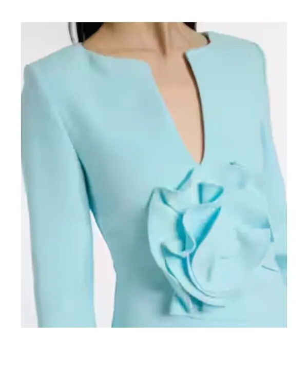 Roland Mouret Floral Appliqué Crepe Long Dress