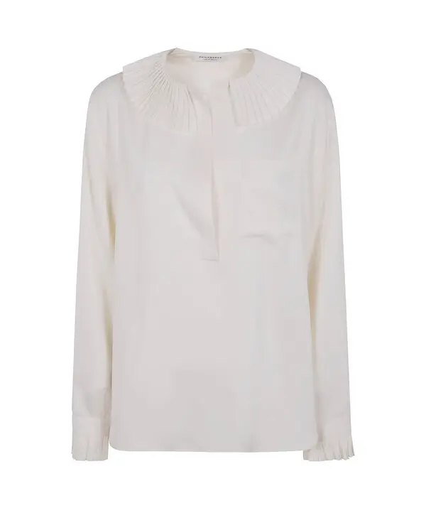 Philosophy Di Lorenzo Serafini V-neck Ruffled Shirt - Ivory