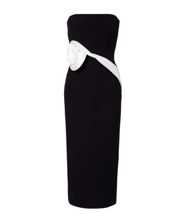 Roland Mouret Floral-applique Crepe Midi Dress - Black