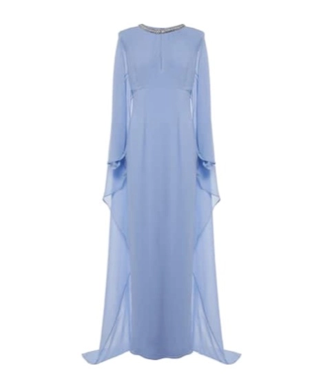 Roland Mouret Embellished Silk Chiffon Maxi Gown - Blue