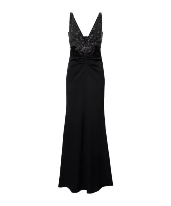 Roland Mouret Floral-appliqué Embellished Satin Crêpe Gown - Black