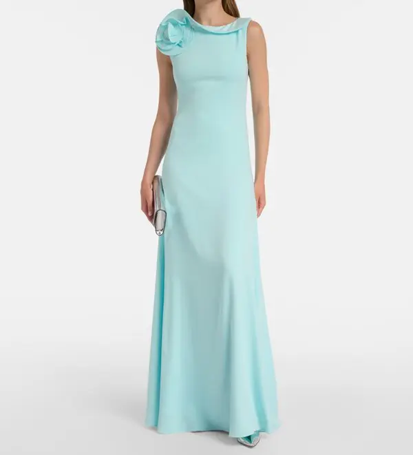 Roland Mouret Sleeveless Maxi Gown With Floral Appliqu