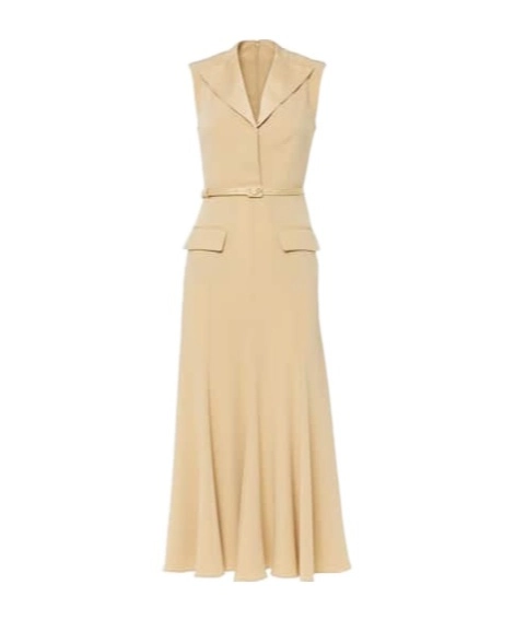 Roland Mouret Belted Crêpe Satin Midi Dress - Nude