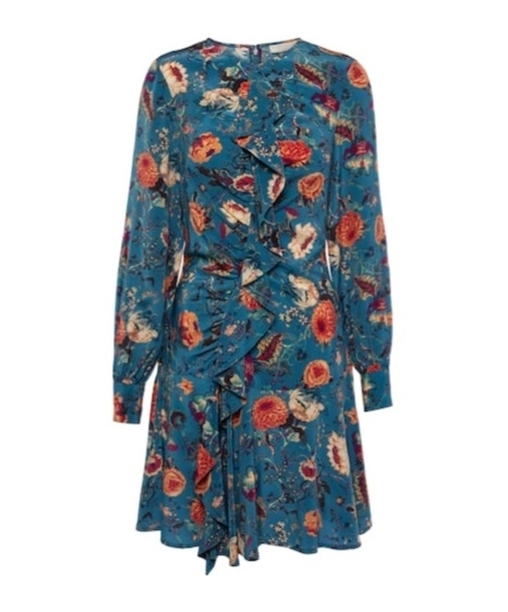 Ulla Johnson Salima Ruffled Floral Silk Minidress - Blue