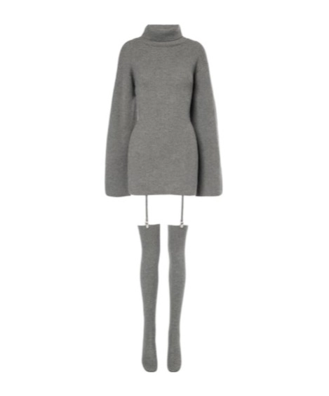 AYA MUSE Cursa Turtleneck Cashmere Minidress With Socks - Gray