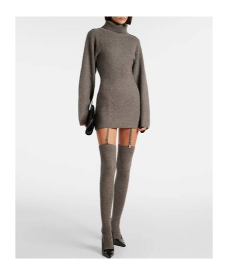 AYA MUSE Cursa Turtleneck Cashmere Minidress With Socks