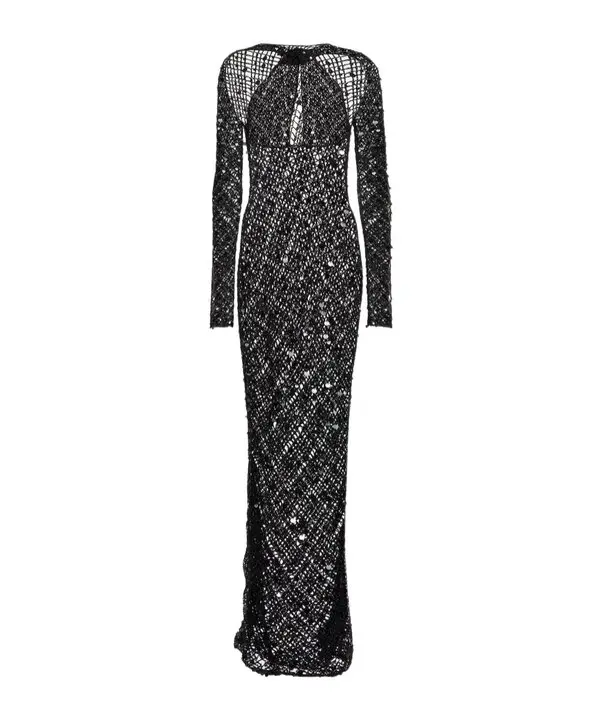 Coperni Shimmery Sequined Crochet Maxi Dress