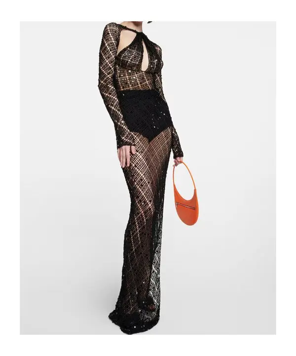 Coperni Shimmery Sequined Crochet Maxi Dress