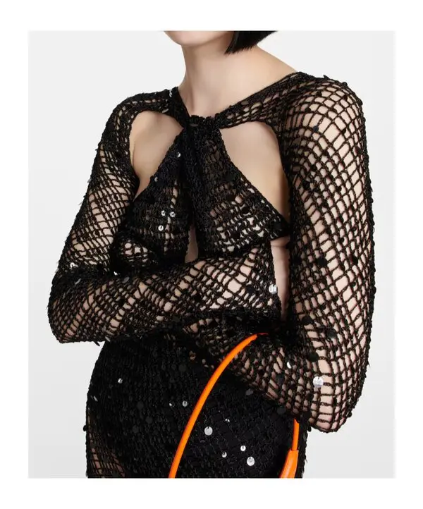 Coperni Shimmery Sequined Crochet Maxi Dress
