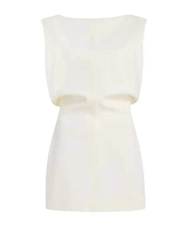 Khaite Sleeveless Zip-up Mini Dress - Chalk