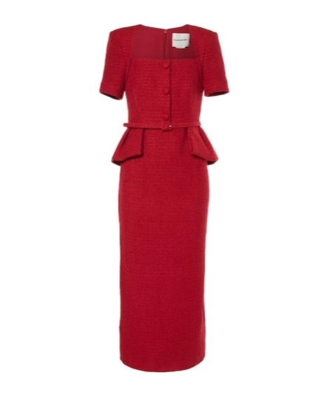 Roland Mouret Boucle Midi Dress - Red