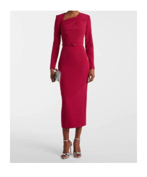 Roland Mouret Belted Crêpe Midi Dress - Red