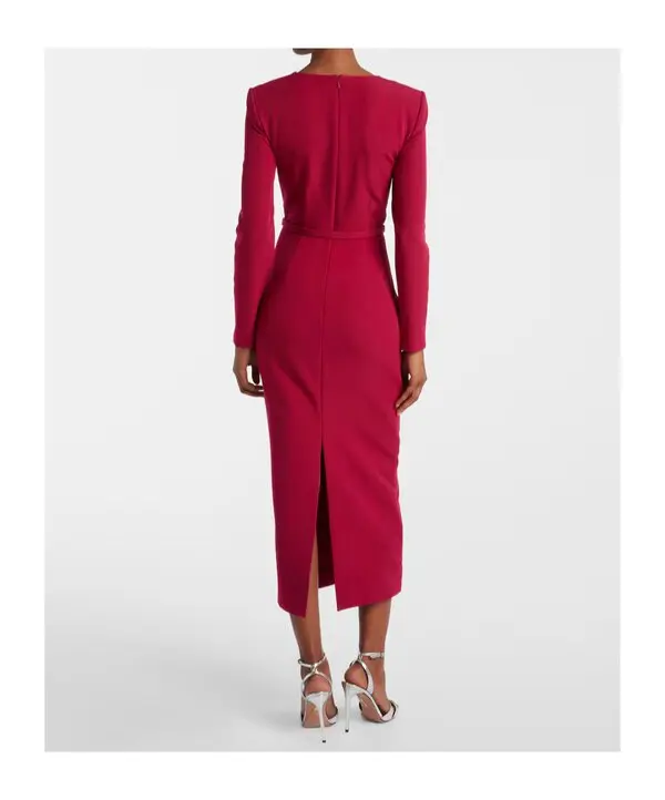Roland Mouret Belted Crêpe Midi Dress - Red