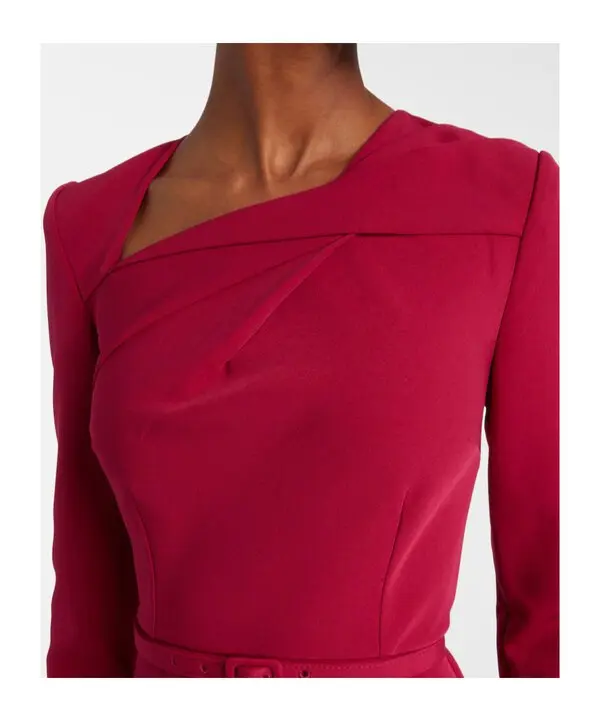 Roland Mouret Belted Crêpe Midi Dress - Red