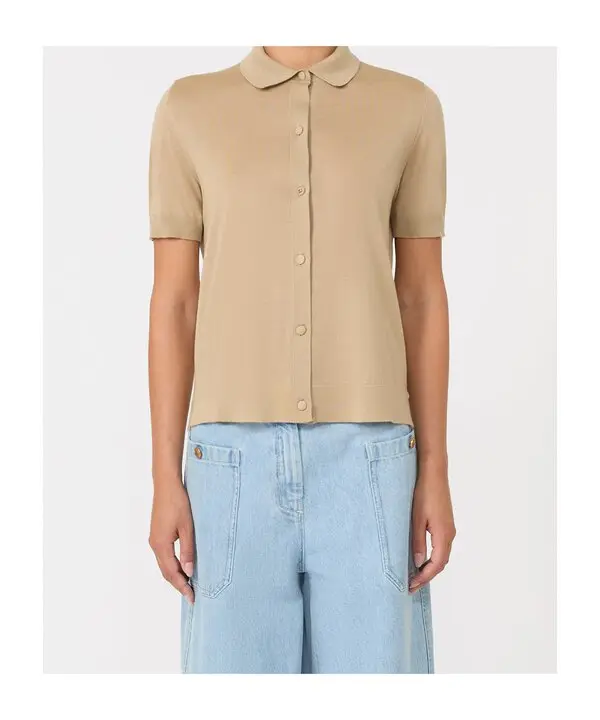 Max Mara Short Sleeve Button Cardigan - Sand