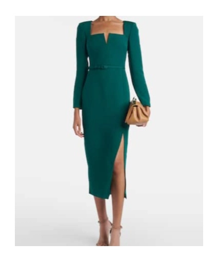 Roland Mouret Belted Wool And Silk Midi Dress