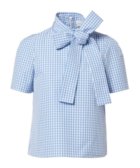 SHUSHU/TONG Bow-detail Gingham Cotton Top - Blue