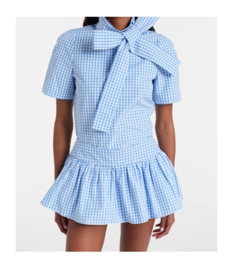 SHUSHU/TONG Gingham Cotton Bow Detail Top