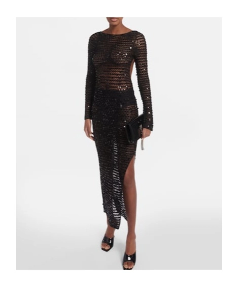 AYA MUSE Sequined Open-back Maxi Dress