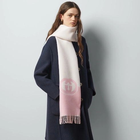 Gucci Wool Cashmere Scarf With Interlocking G