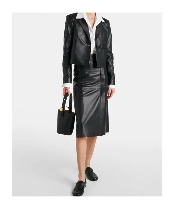 JOSEPH Cropped Single-breasted Leather Jacket