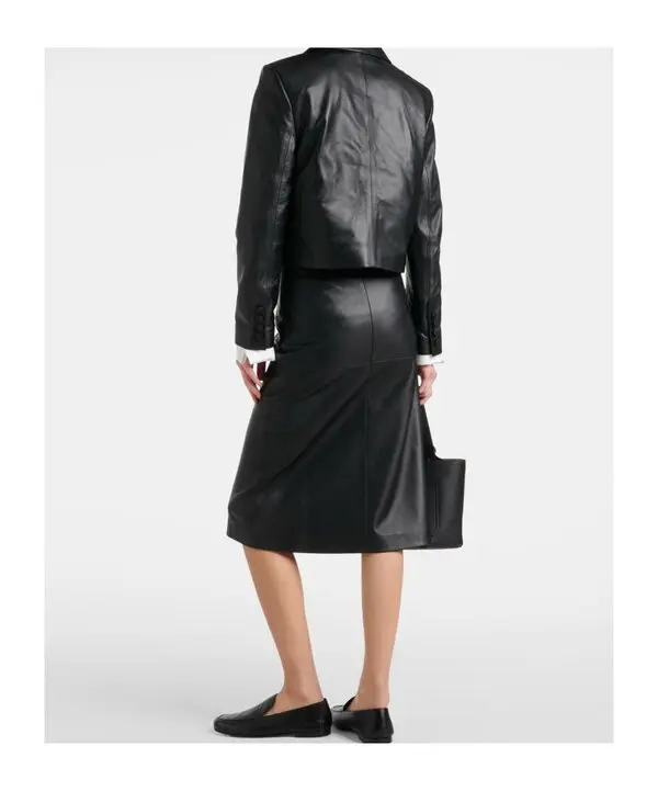 JOSEPH Cropped Single-breasted Leather Jacket