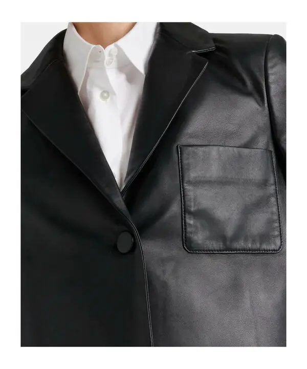 JOSEPH Cropped Single-breasted Leather Jacket