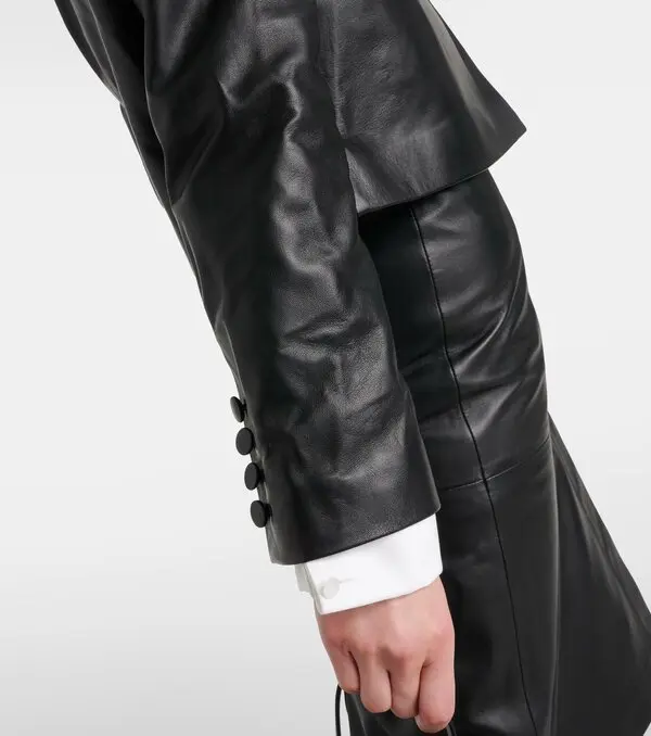 JOSEPH Cropped Single-breasted Leather Jacket