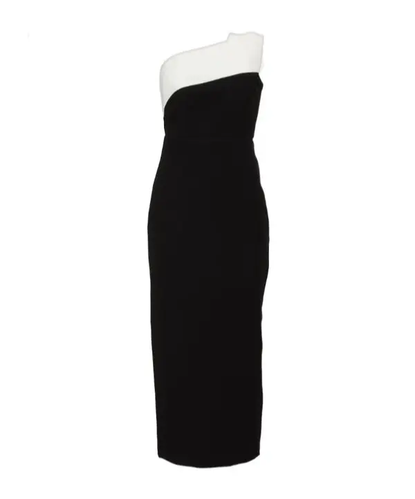 Roland Mouret Strapless Crepe Midi Dress - Monochrome