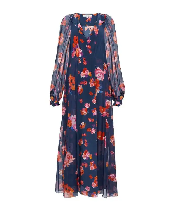 Dorothee Schumacher Floral Maxi Dress With Long Sleeves