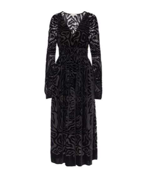 Ulla Johnson Elora Velvet And Mesh Midi Dress - Black