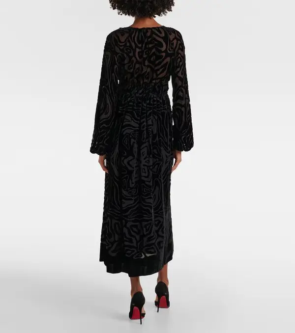 Ulla Johnson Elora Velvet And Mesh Midi Dress