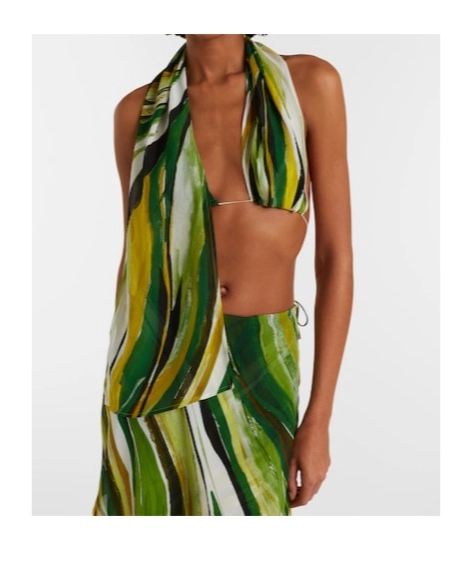 Christopher Esber Printed Silk Scarf Bra Top