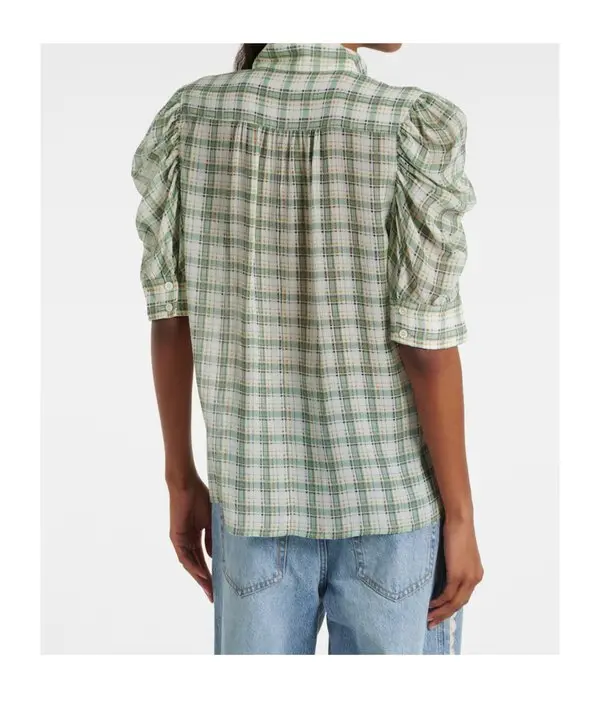 FRAME Gillian Checked Silk Blouse