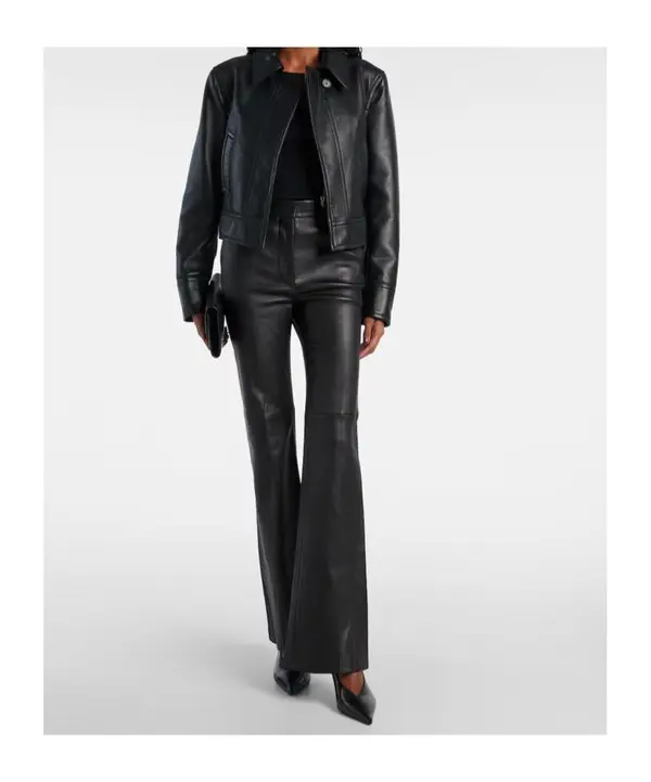 JOSEPH Caron Cropped Long-sleeved Leather Jacket